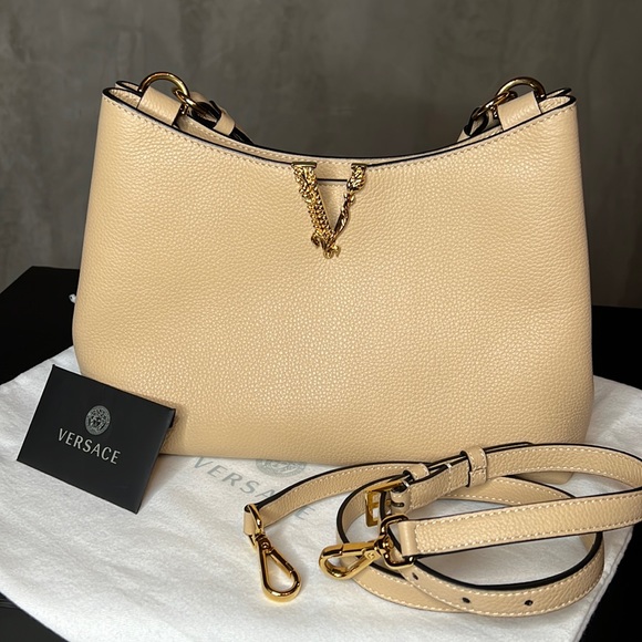 Versace | Bags | Versace Virtus Hobo Bag With Crossbody Strap | Poshmark